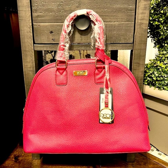 BCBG Paris | Bags | Bcbg Sangria Logo Charm Satchel Red | Poshmark